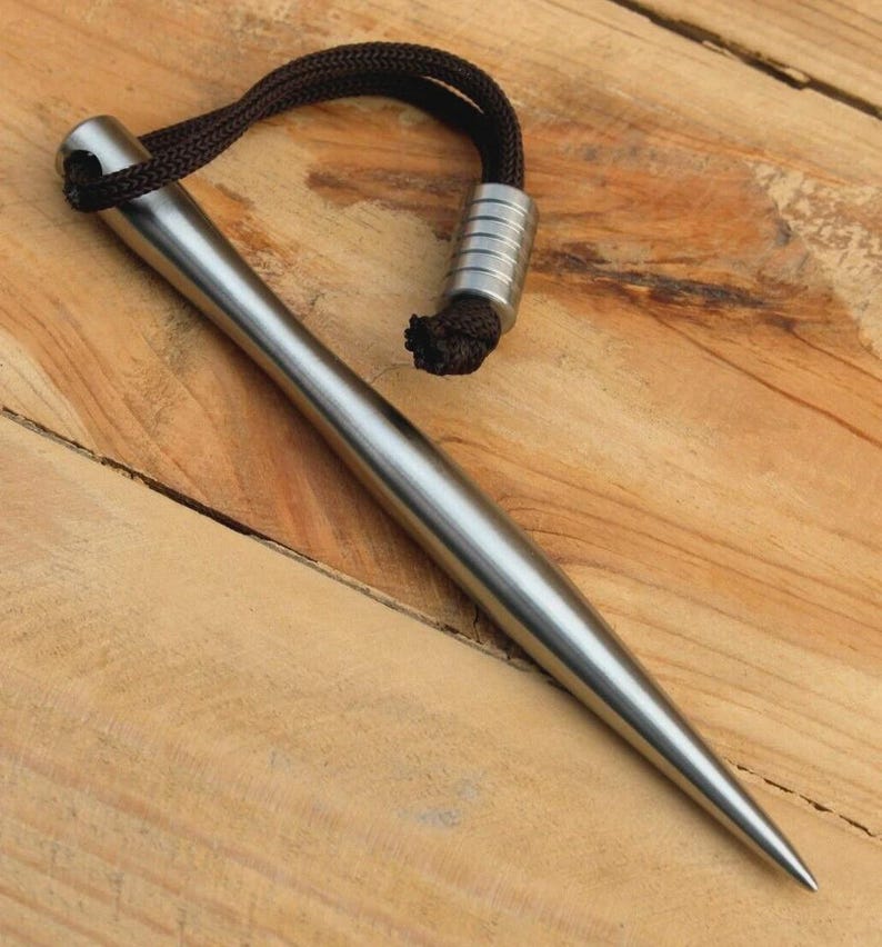 Marlin Spike Punch Pick With Leather Sheath Durable Pocket Stainless ...