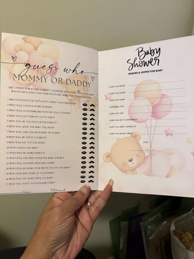 Personalized Bear Baby Shower Games Book Template Downloadable and ...