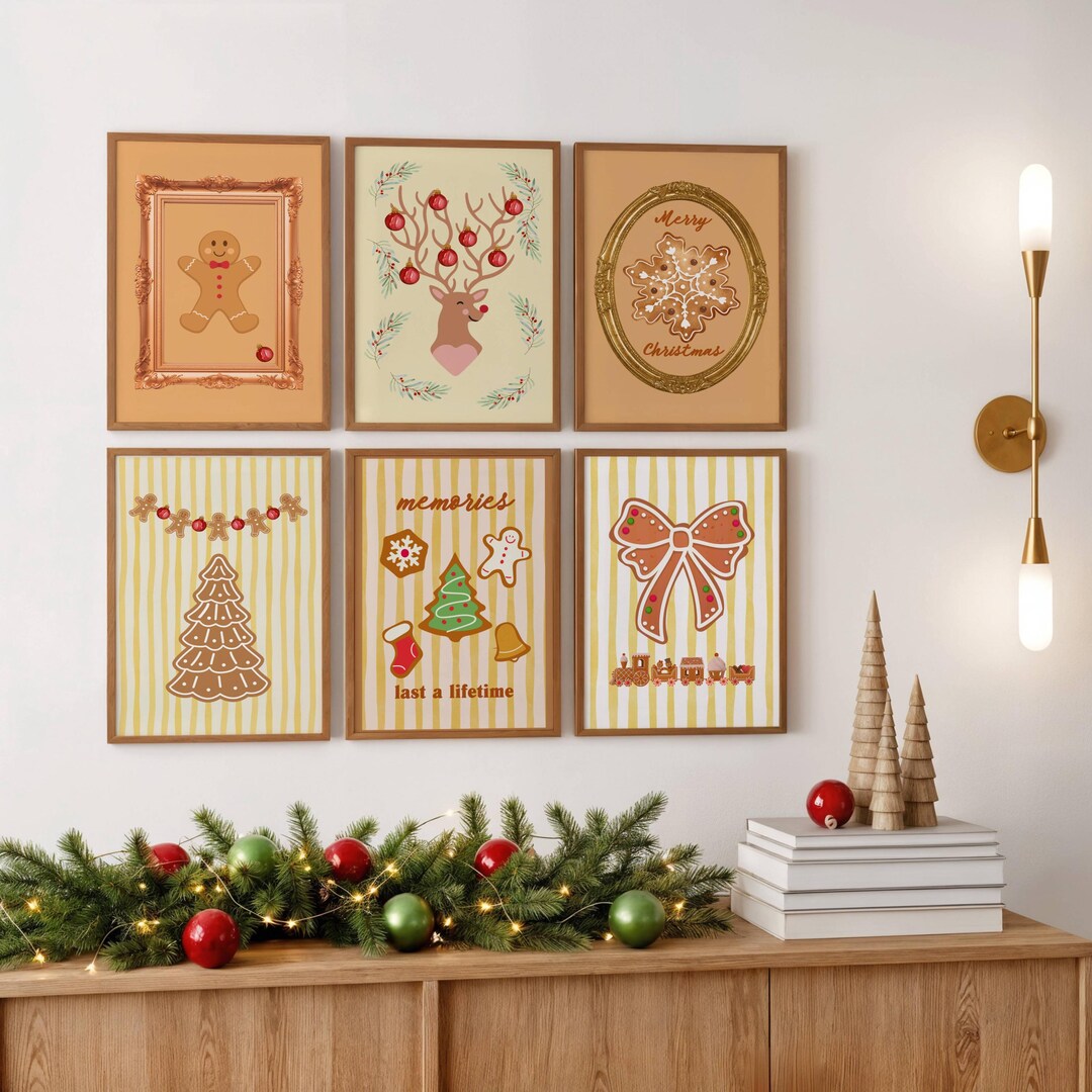 Christmas Gingerbread Wall Art: 6--piece Digital Download in Multiple ...