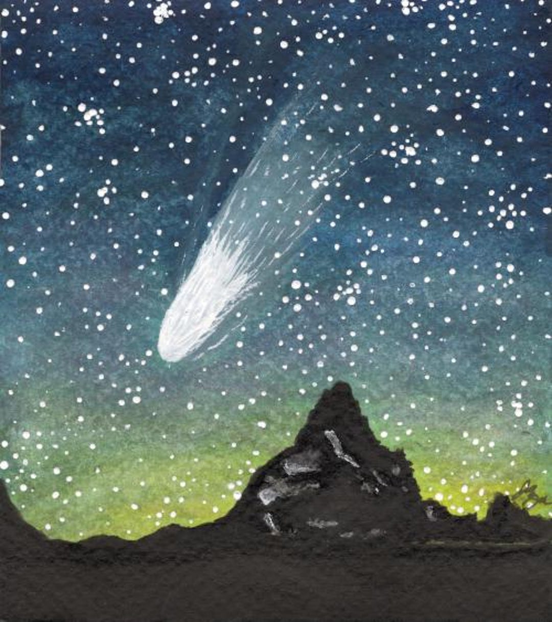 Comet at Dusk Watercolor | DIGITAL PRINT - Etsy