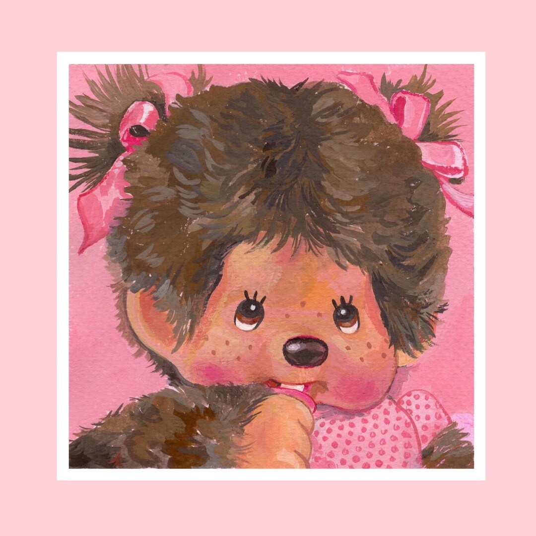 Monchhichi - Art Print, Illustration, Kitsch Art, Cute Monkey Art Print ...
