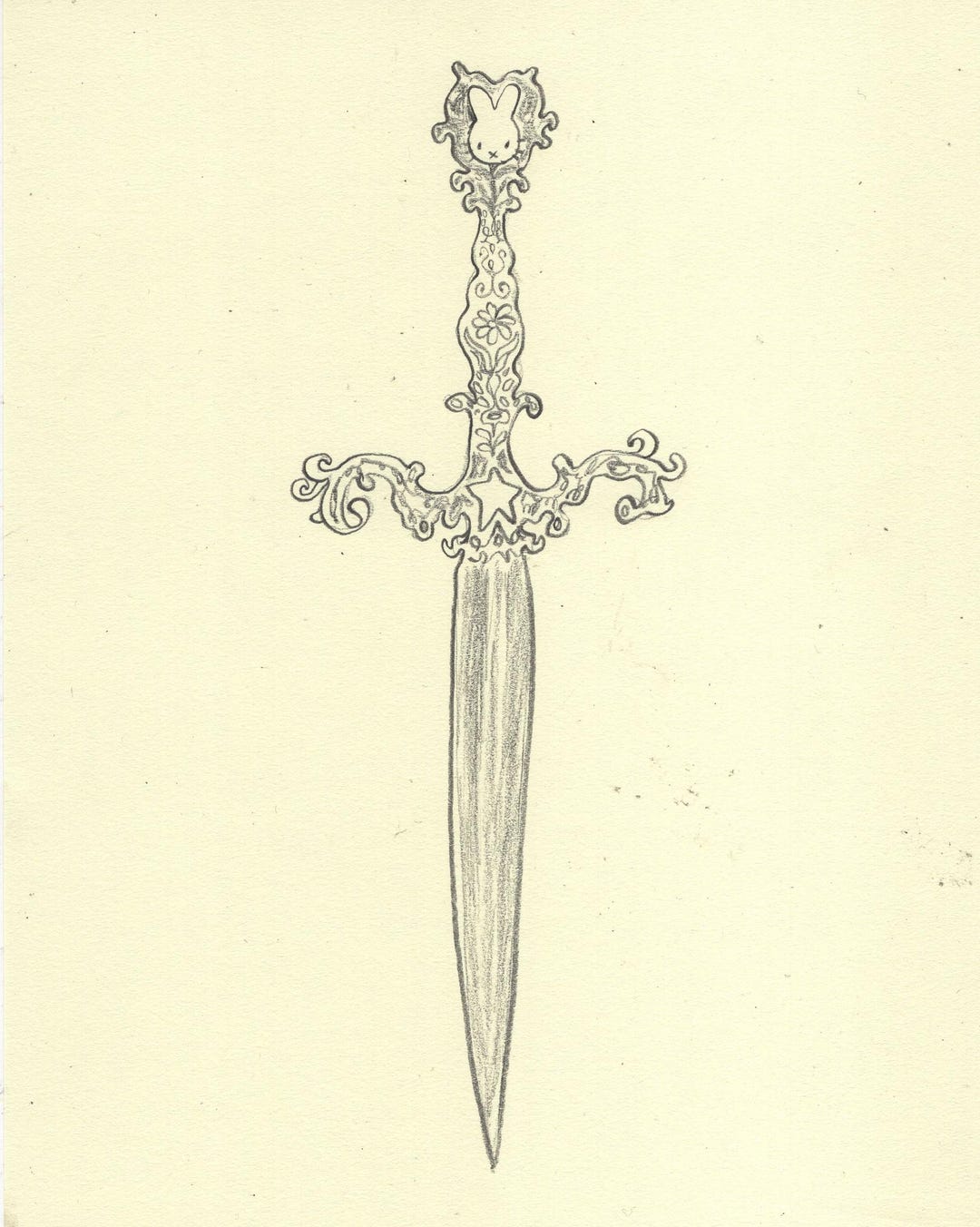 Original Graphite Drawing bunny Sword - Etsy