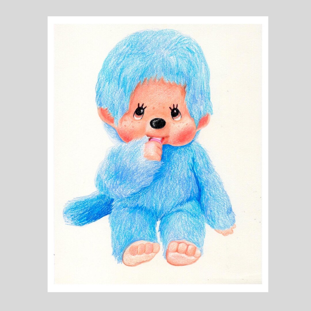 Blue Monchhichi - Art Print - Etsy