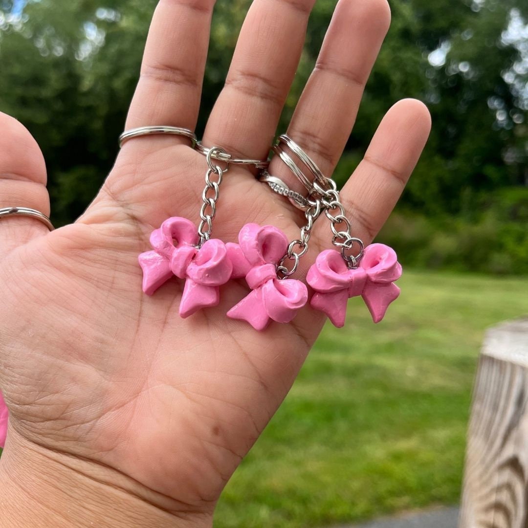 Pretty in Pink Bow Keychains | Pack of Two - Etsy