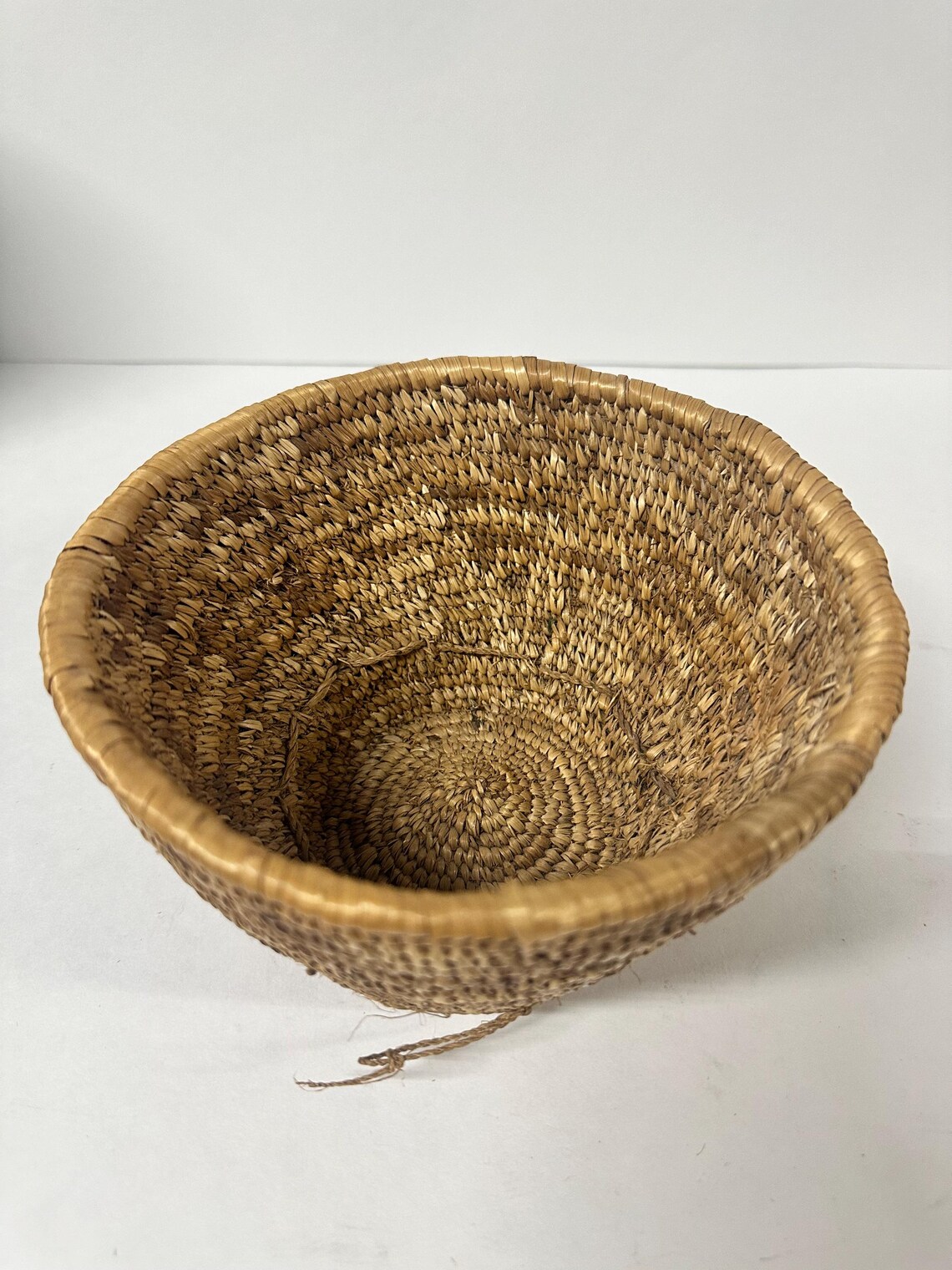 Vintage Hand Woven Reed Basket With Tanned Cowhide Bottom 4" - Etsy