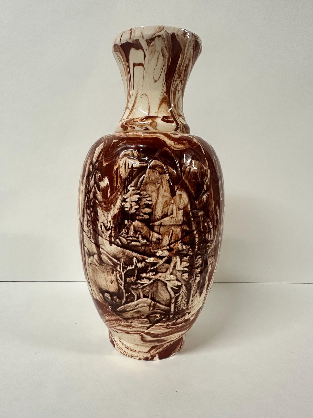Vintage Alaskan Clay Brown Swirl Engraved Pottery Flower Vase - Etsy