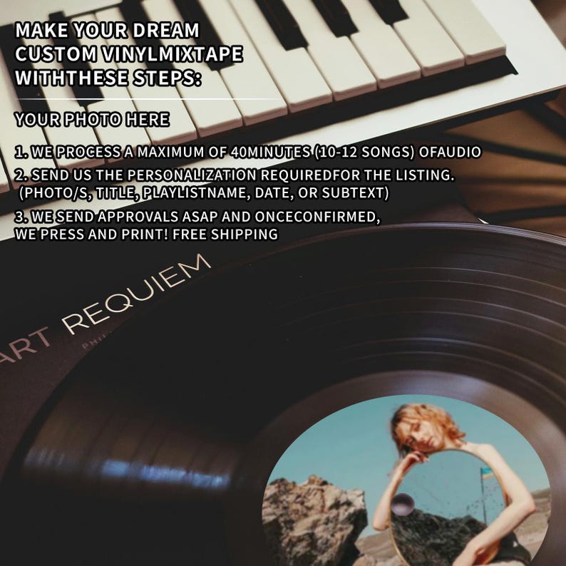 12 Vinyl Record Fully Custom Songs Black Record Personalized 40 Minute ...