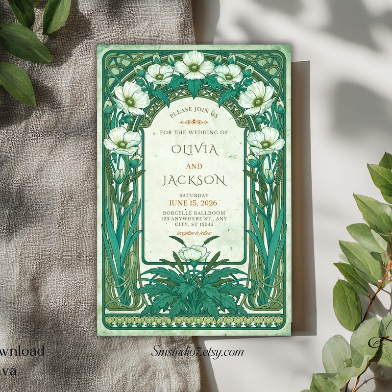 Invitations Art Nouveau - Etsy