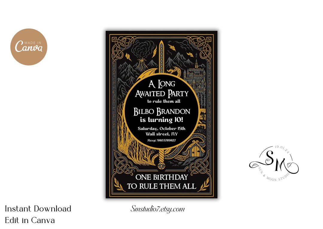 Geeky Birthday Invitation | Shir Invite | One Birthday to Rule Them All ...