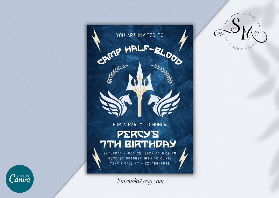 Percy Jackson Camp Half-blood Inspired Birthday Invitation | Nautical ...
