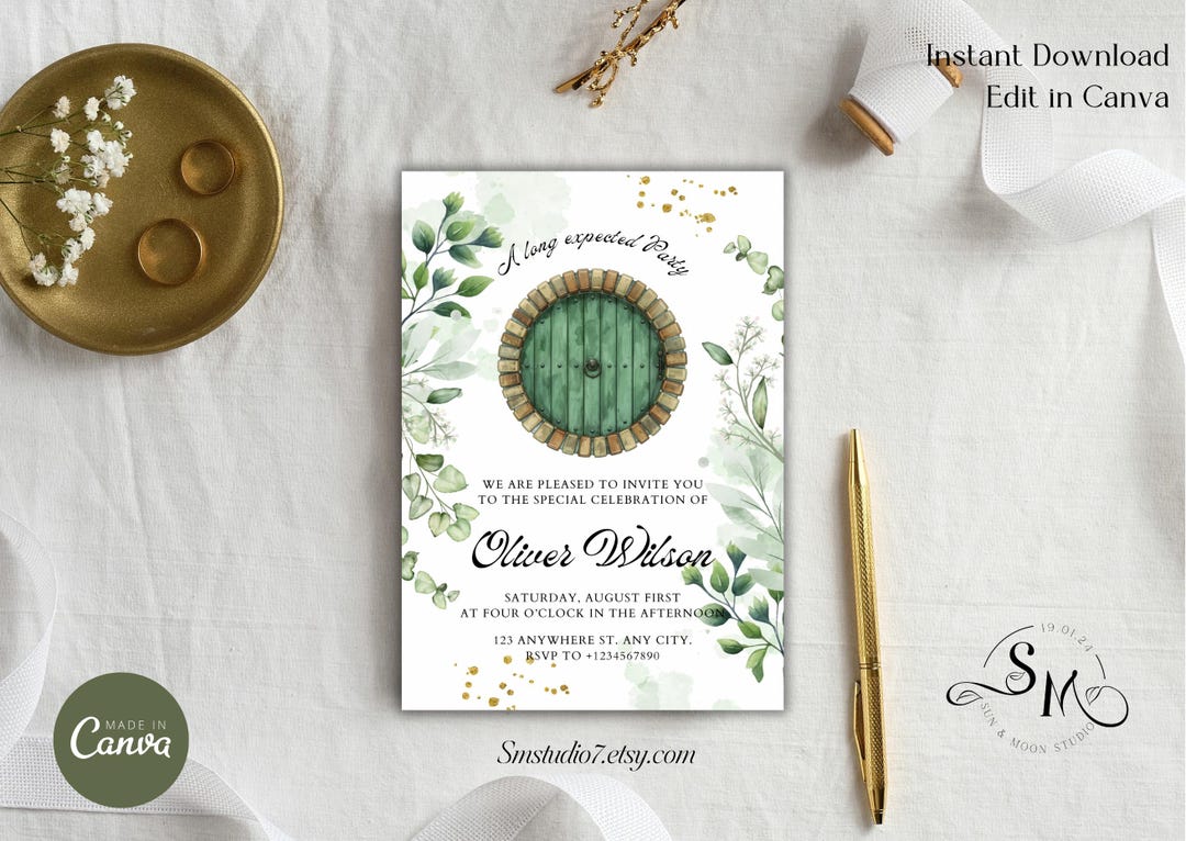 Hobbit Birthday Invitation | Shir Invite | LOTR Party Invite | Tolkien ...