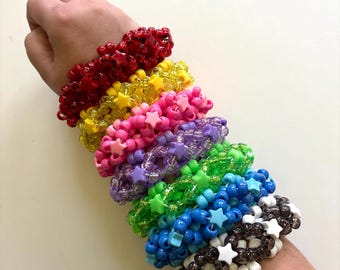 Star-shaped Kandi Bracelet/cuff (customization Available) - Etsy