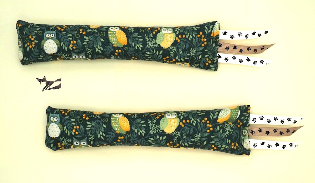 Two Handmade Catnip Cat Kicker Toys: Owl Design Fabric. Perfect Gift ...