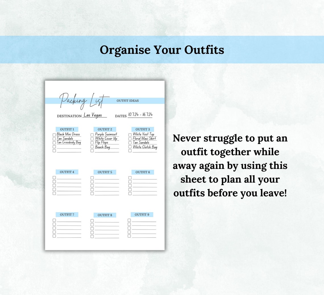 Holiday Vacation Printable Packing List Sheets. Downloadable Planner ...