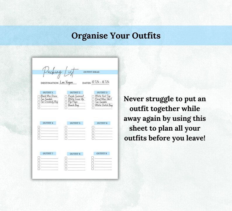 Holiday Vacation Printable Packing List Sheets. Downloadable Planner ...
