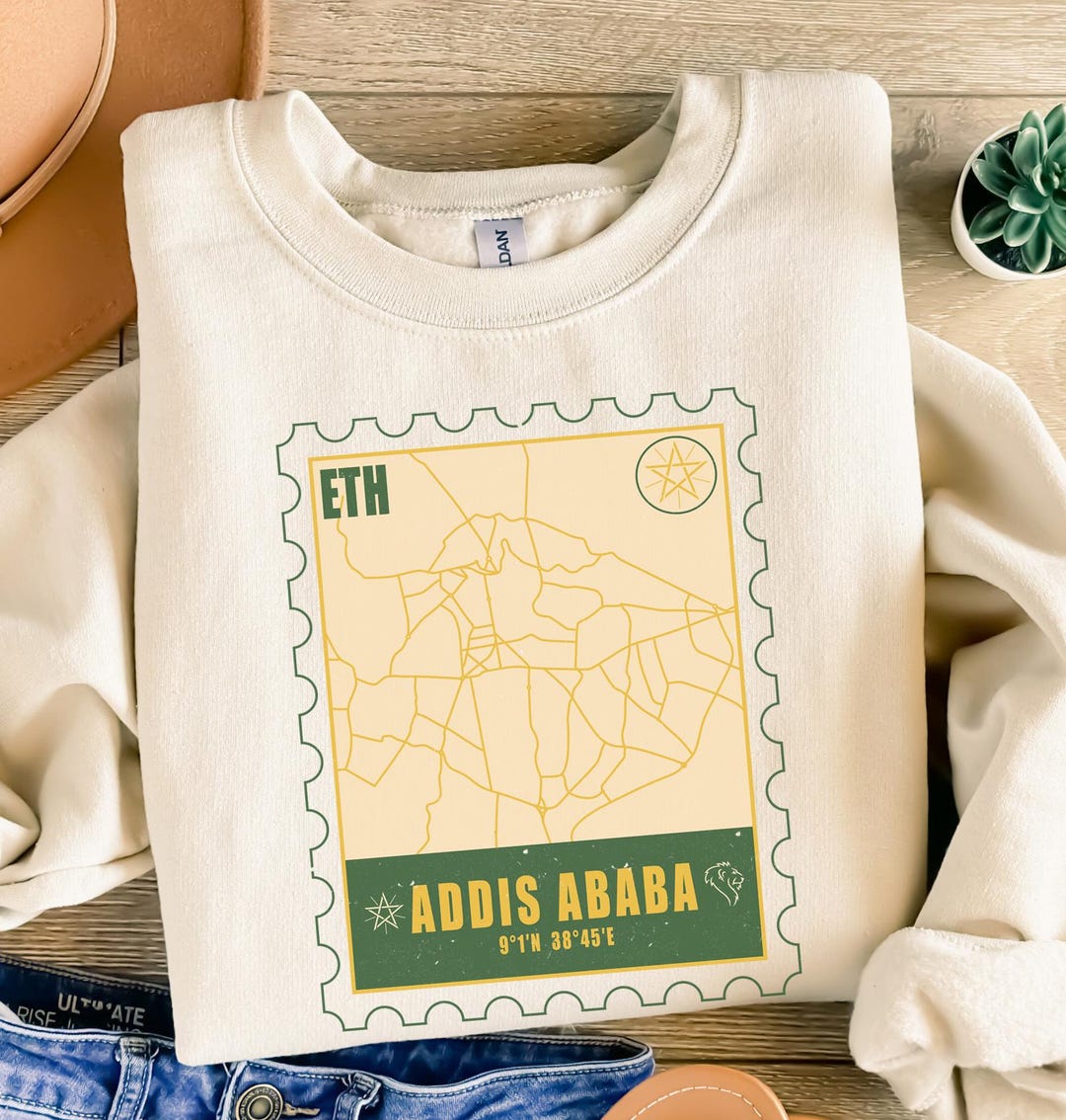Unisex Addis Ababa Vintage Stamp Sweatshirt, Distress Addis Ababa ...
