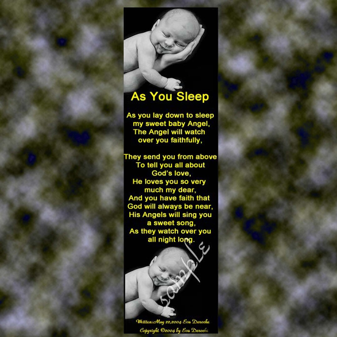 Bookmark Entitled as You Sleep Poem Bookmark- Printed- Laminated for Y ...