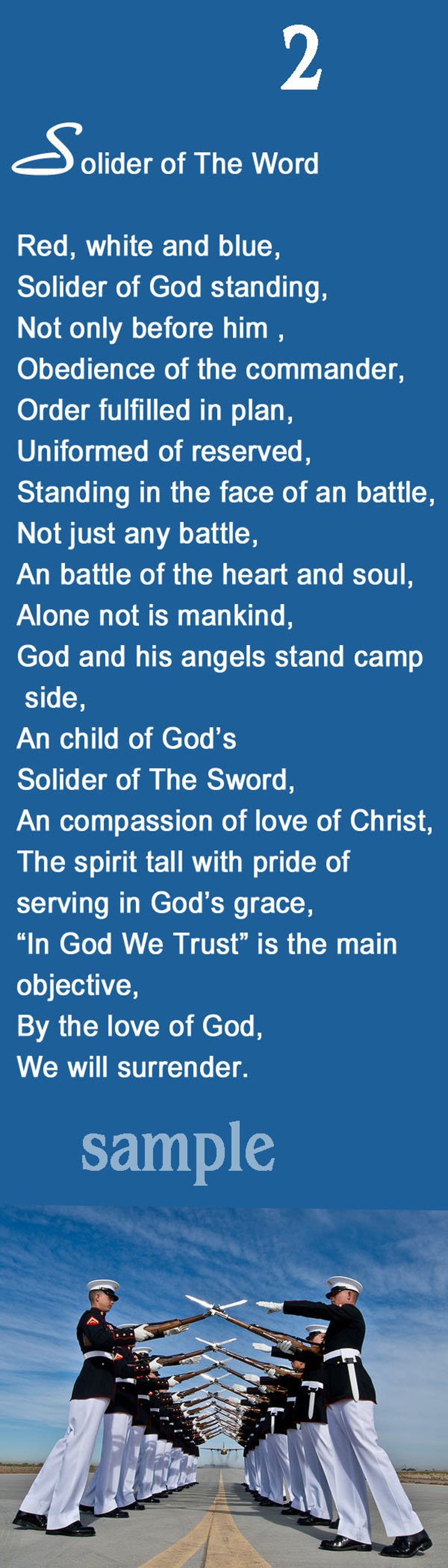 Military Bookmark With Poem Solider of the Word - Etsy