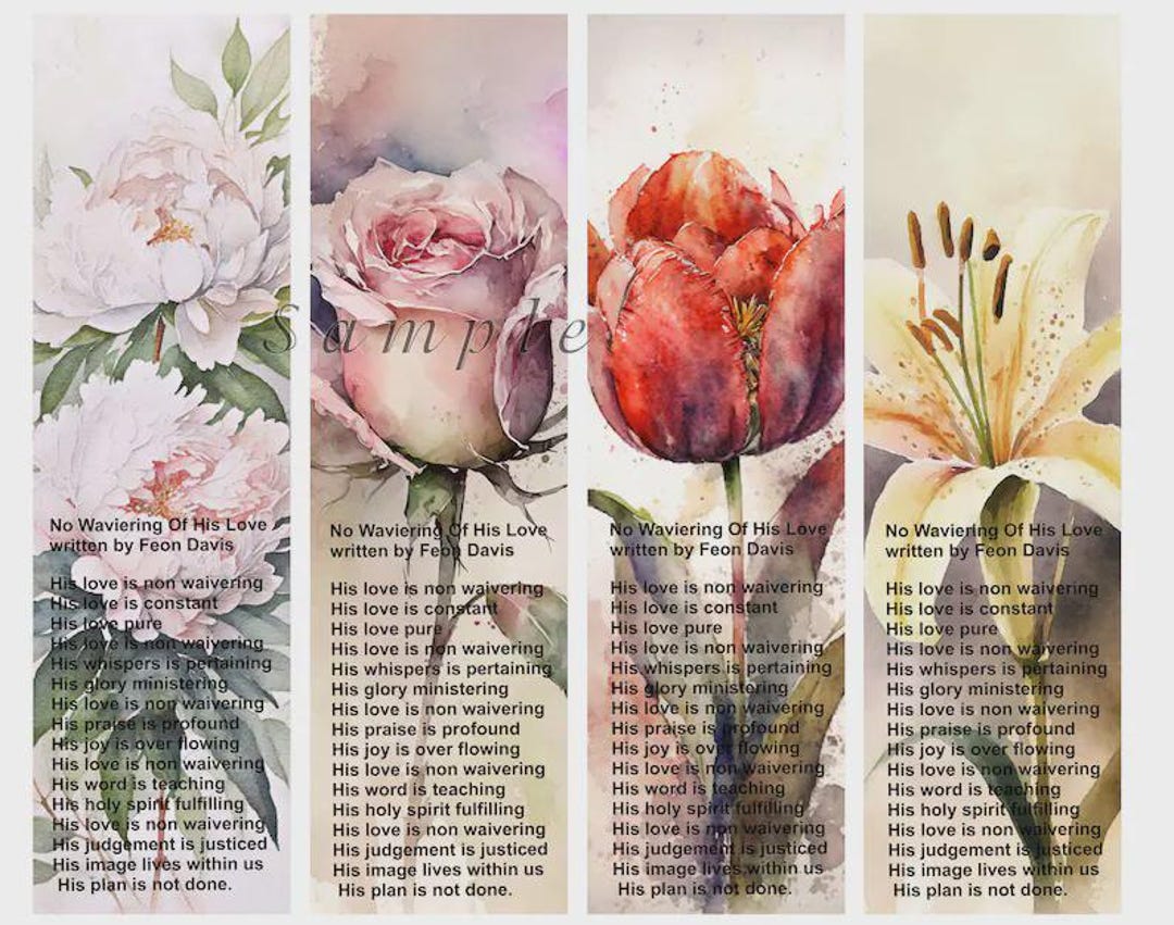 Watercolor Bookmarks With Inspiring Poems: Book Lover Gift - Etsy