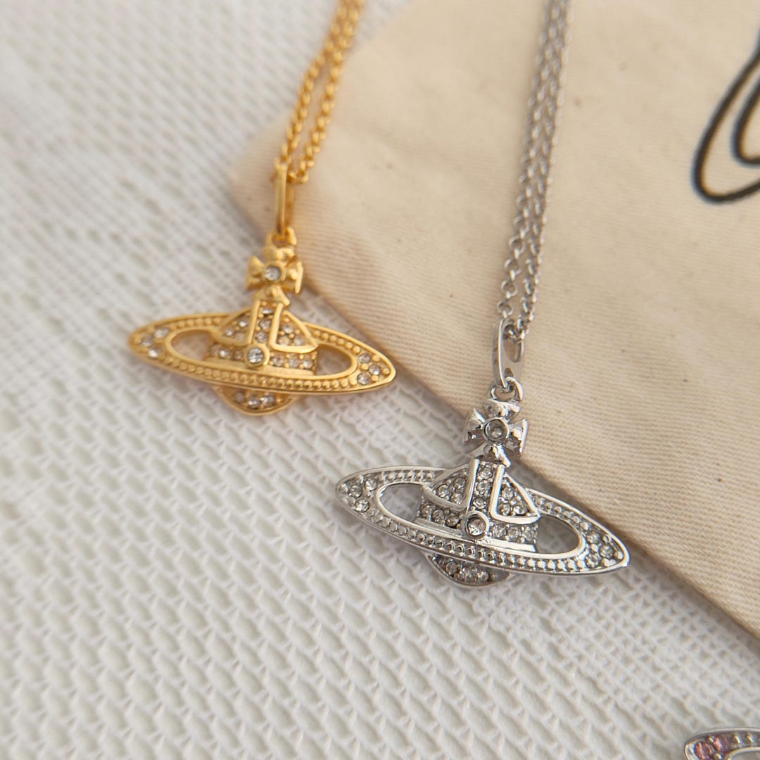 VW Pearl Orb Saturn Necklace Come With Box/ Bag Choker Silver Gold ...