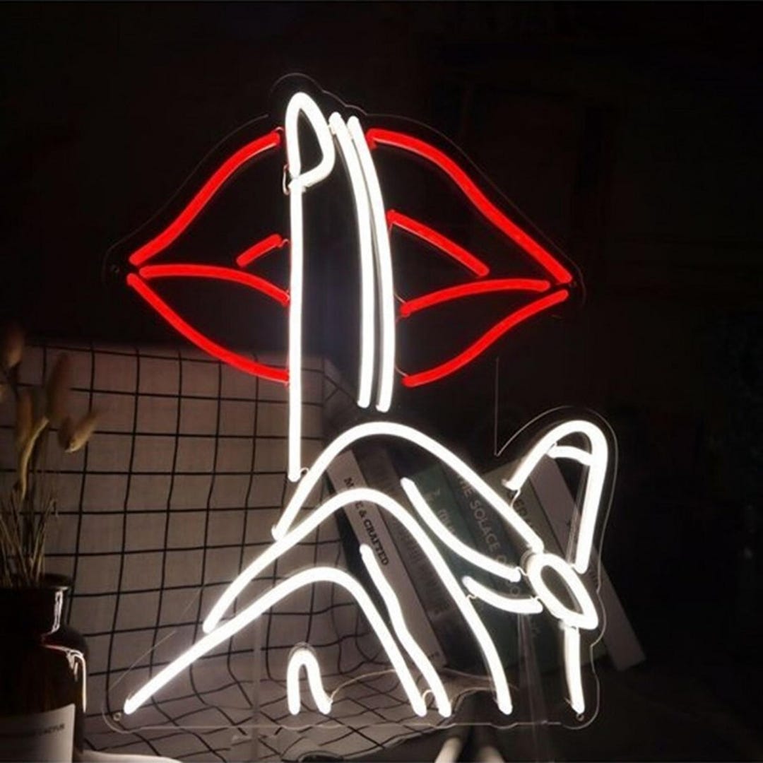 Lips Shh Neon Sign Bold LED Light for Lounge & Bedroom Decor - Etsy