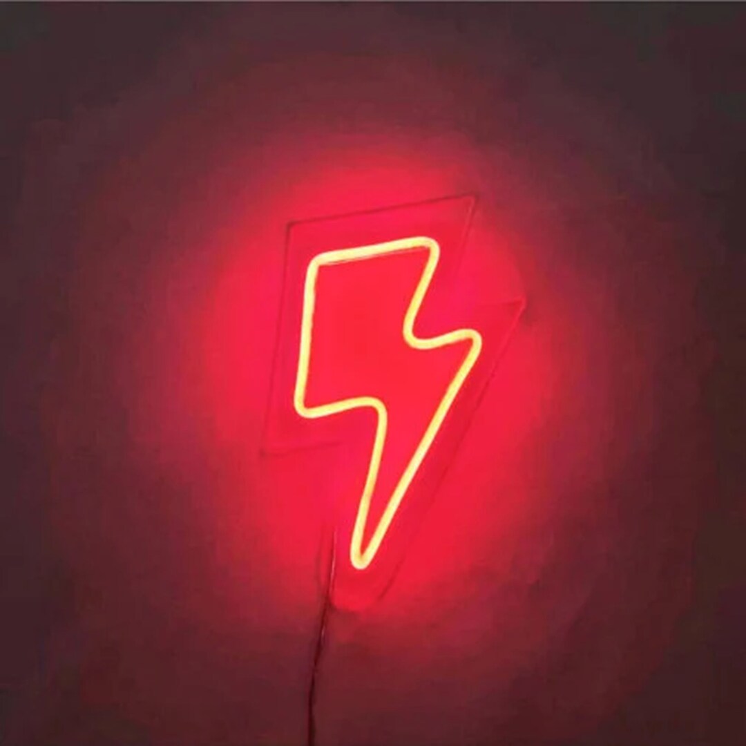 Lightning Shaped Red Color Neon Sign, Neon Bar Sign, Neon Sign Wall ...