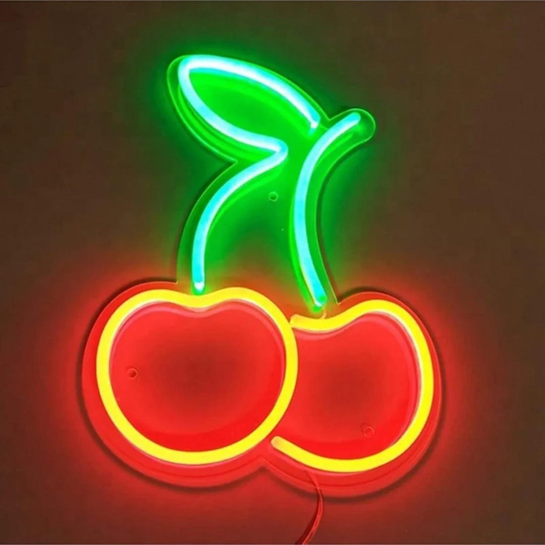 Cherry Shaped Neon Cafe Restaurant Sign, Bar Light up Sign, Neon Sign ...