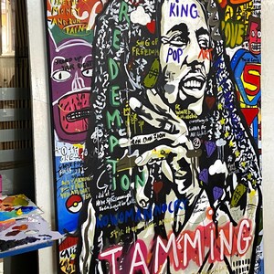 Bob Marley Redemption Pop Art Oil Painting, Jamming Pop Art Painting ...