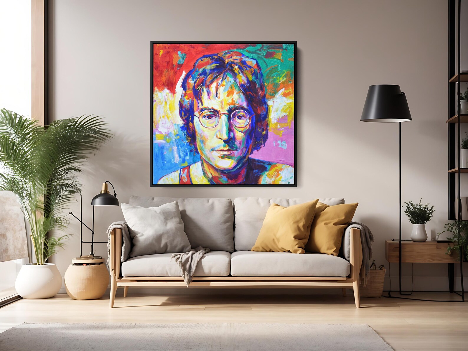 John Lennon- the Beatles Abstract Portrait Oil Painting, Original Wall ...