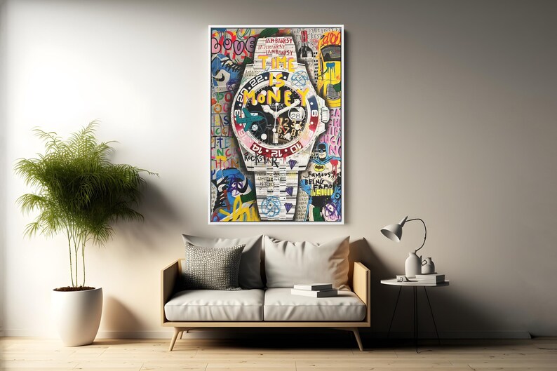 Rolex Time is Money Luxe Watch Pop Art Oil Painting, Original Wall ...