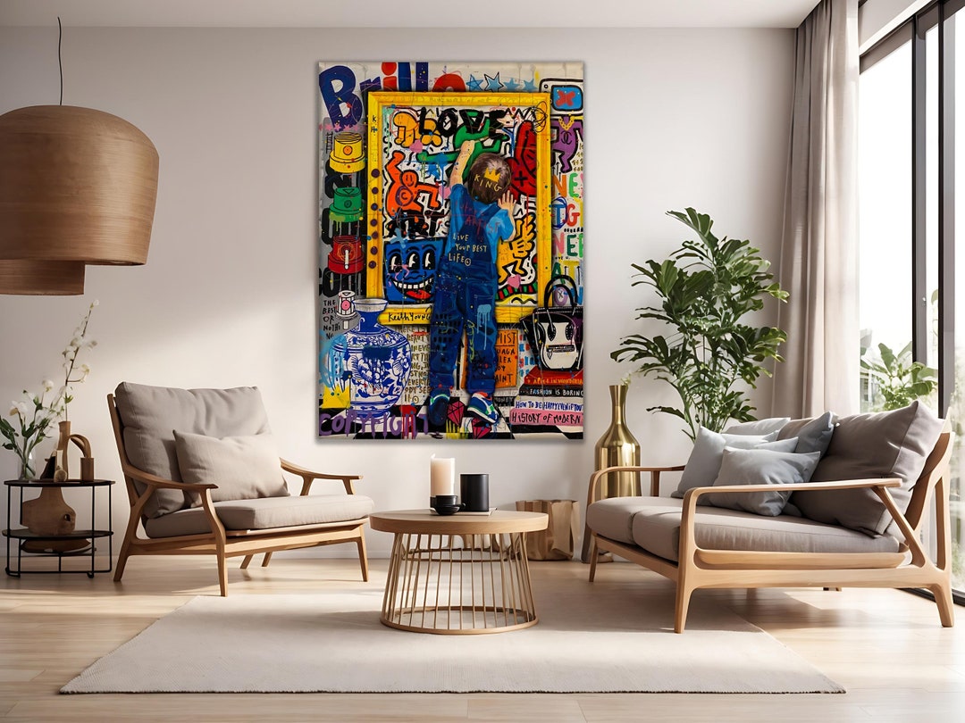 Painter Boy Pop Art Painting, Pop Art Graffiti Wall Art, Love Oil ...