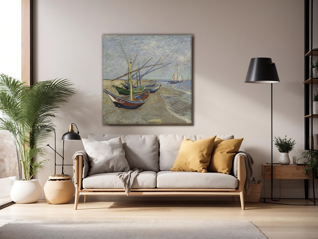 Van Gogh Seascape at Saintes Maries Oil Painting, Ship Painting ...