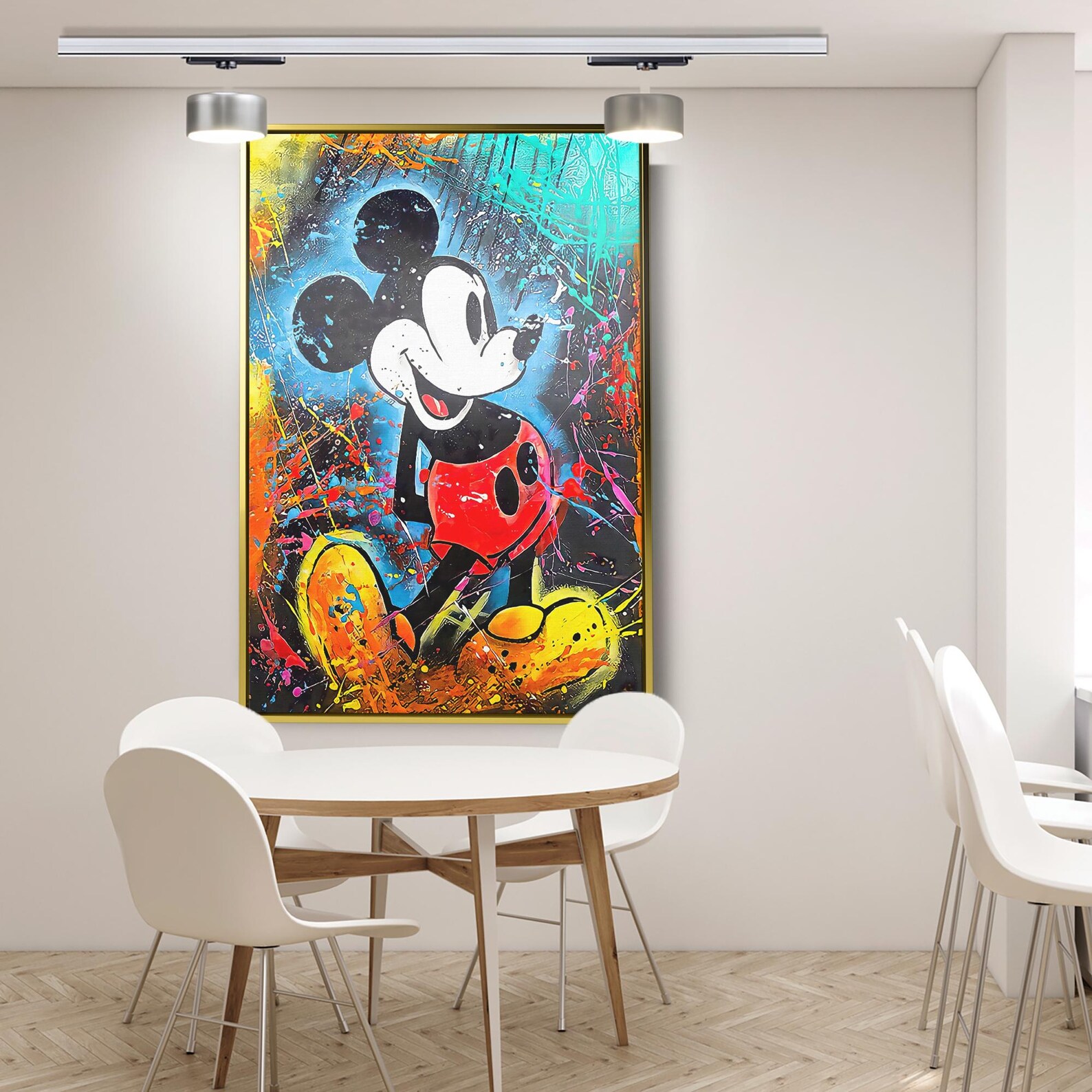 Abstract Mickey Mouse Pop Art Oil Painting, Luxe Mickey Painting, Pollock Style Graffiti Wall ...