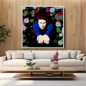 Willem Dafoe Colorful Bubbles Pop Art, Artist Signed Painting Canvas ...