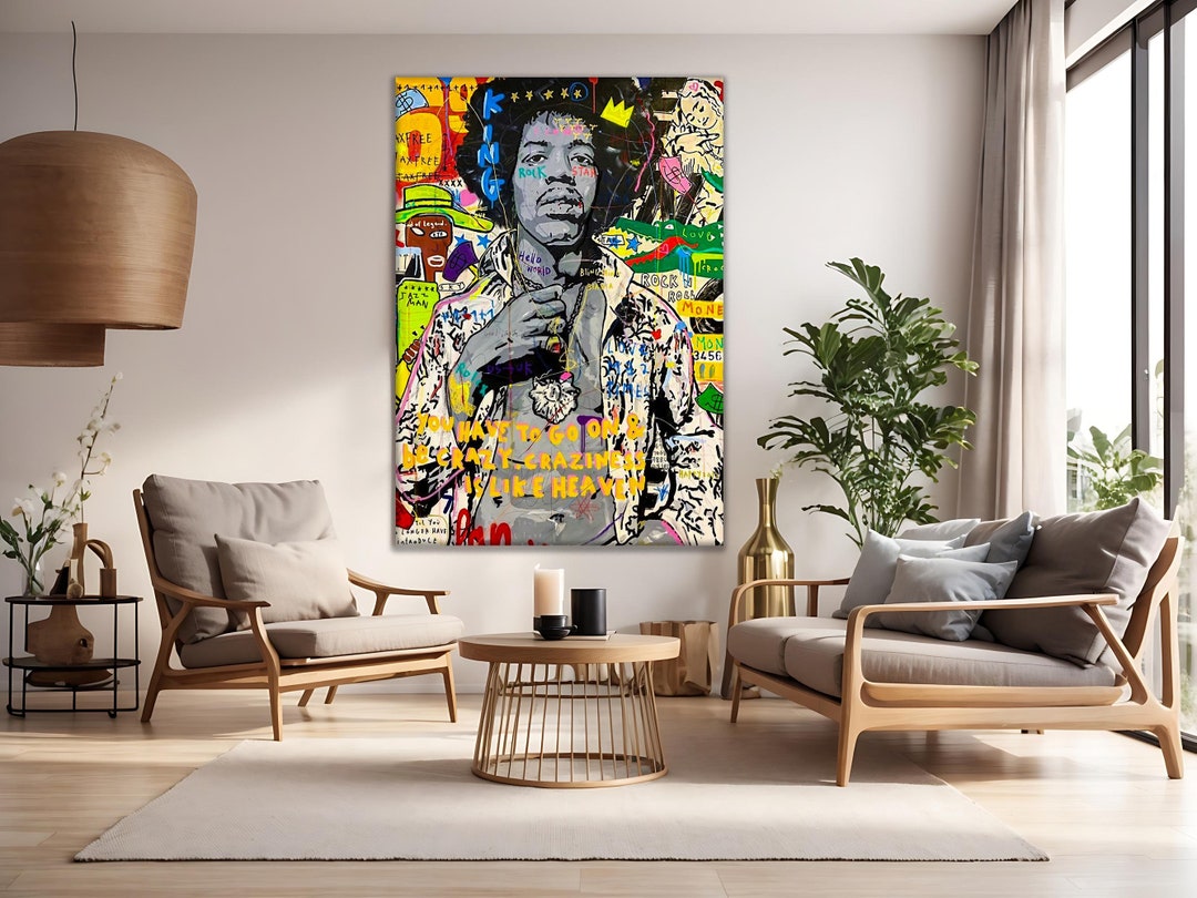 Jimi Hendrix Pop Art Painting, Famous Musician Oil Painting, Rock N ...