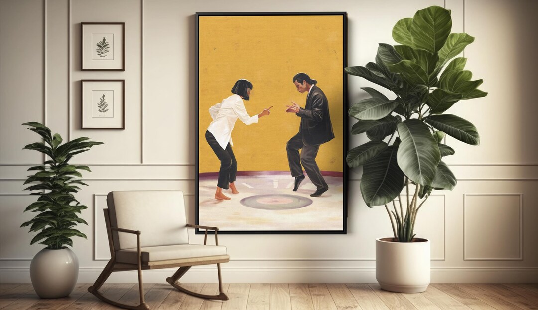 Fiction Dance Scene, Tarantino Inspired Pop Art, Yellow Background ...