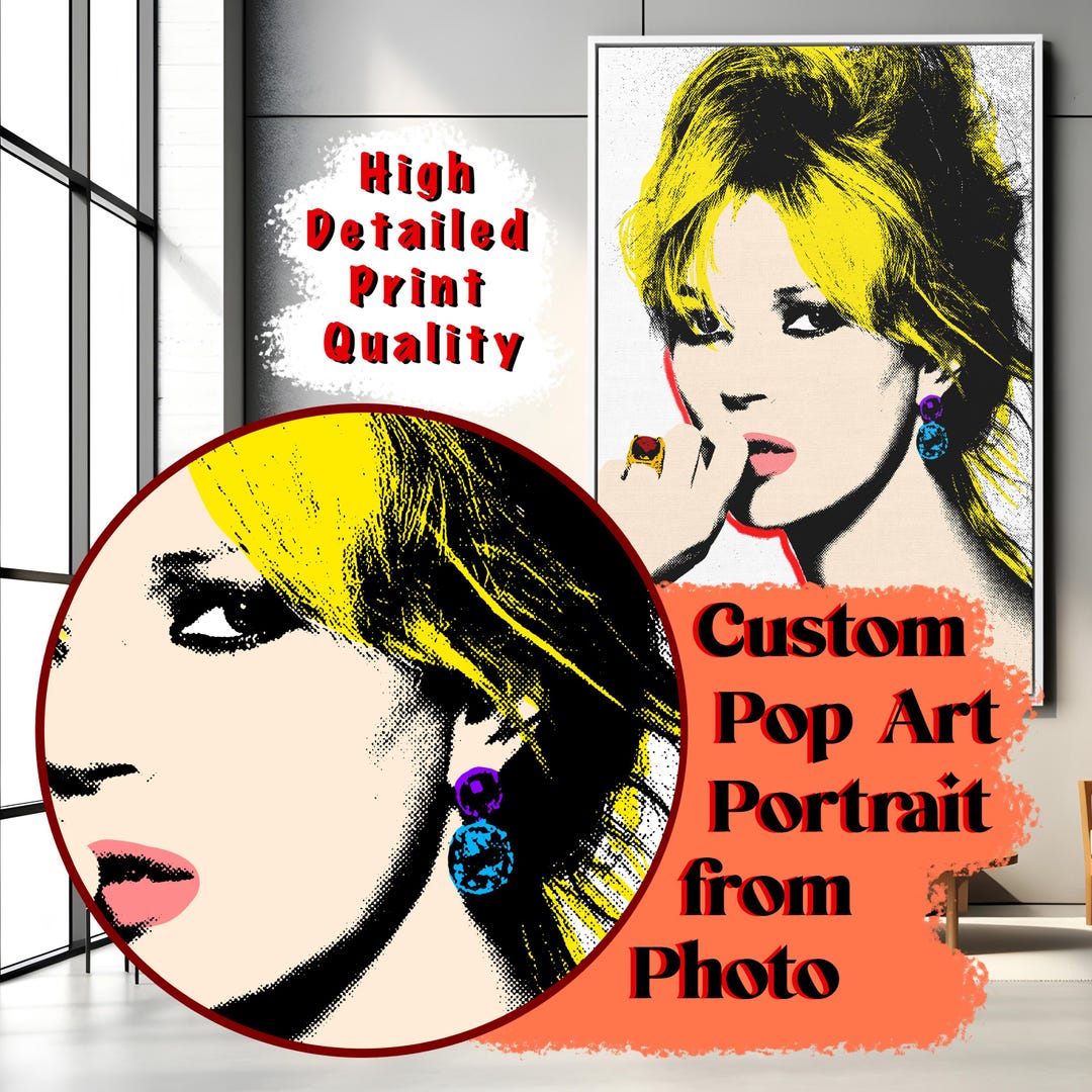 Personalized Pop Art Portrait From Photo Canvas Print, Custom Pop Art ...