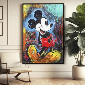 Abstract Mickey Mouse Pop Art Oil Painting, Luxe Mickey Painting ...