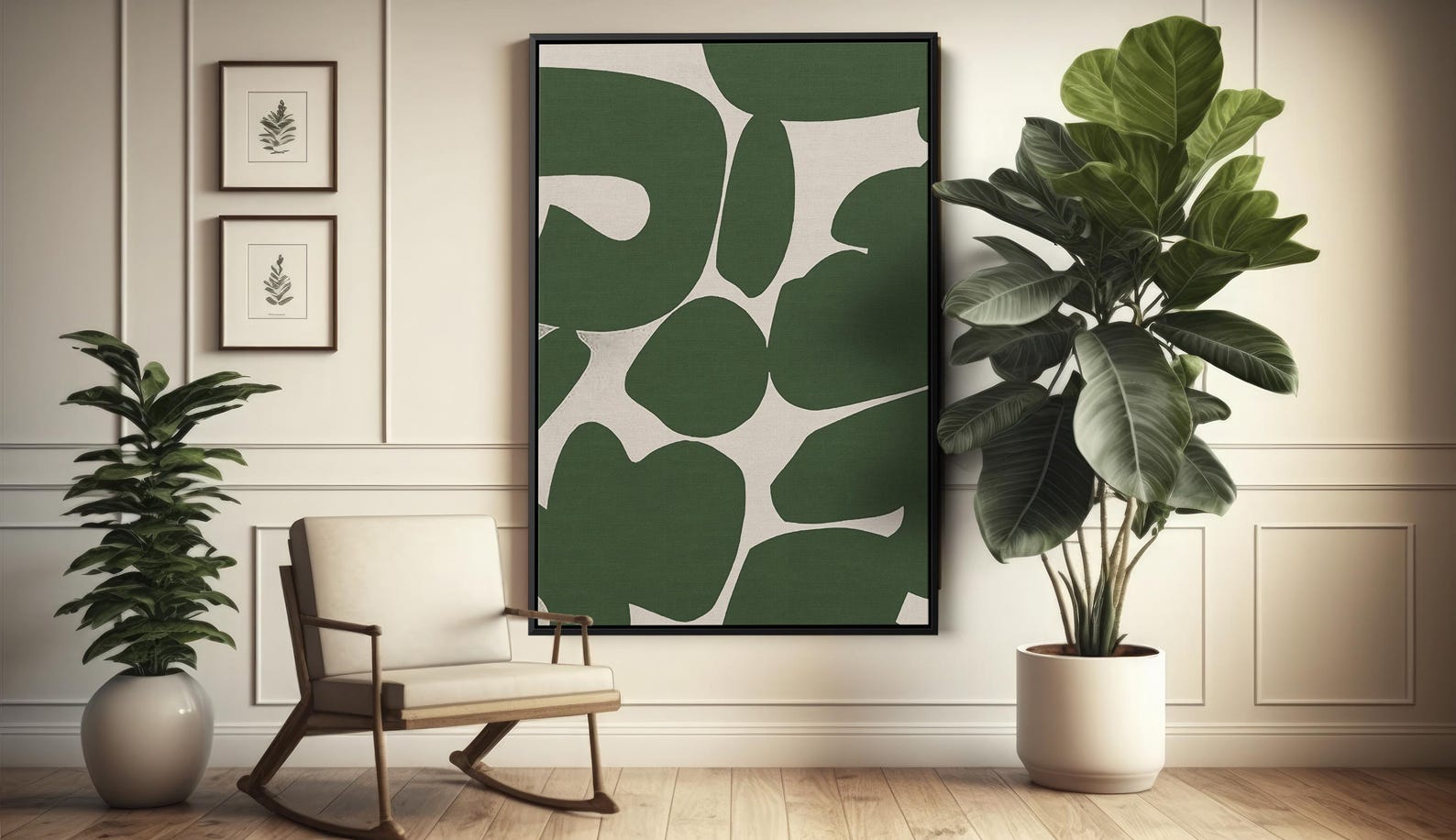 Abstract Green Lines Painting, Modern Art, Green Based Oil Painting ...