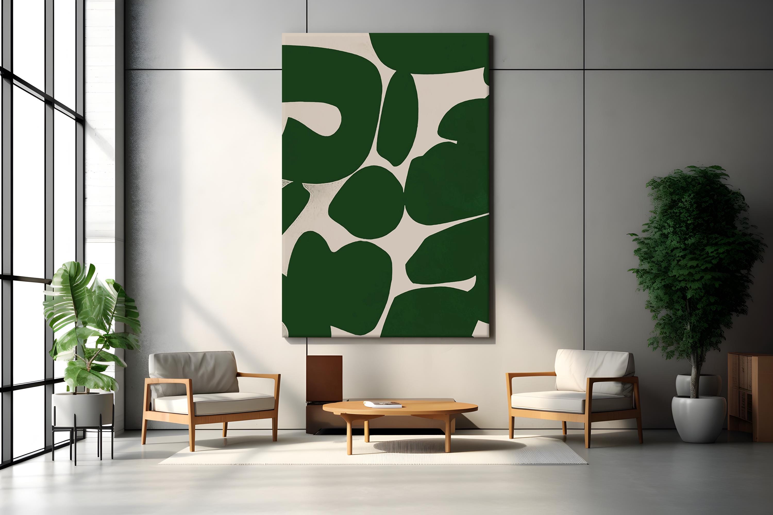 Abstract Green Lines Painting, Modern Art, Green Based Oil Painting ...