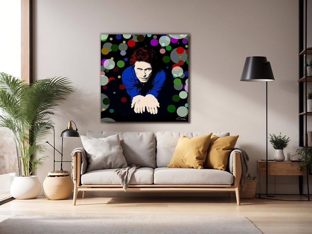Willem Dafoe Colorful Bubbles Pop Art, Artist Signed Painting Canvas ...