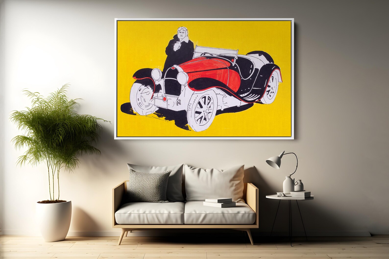 Bugatti Classic Car Pop Art Oil Painting, %100 Hand Made Oil Painting ...