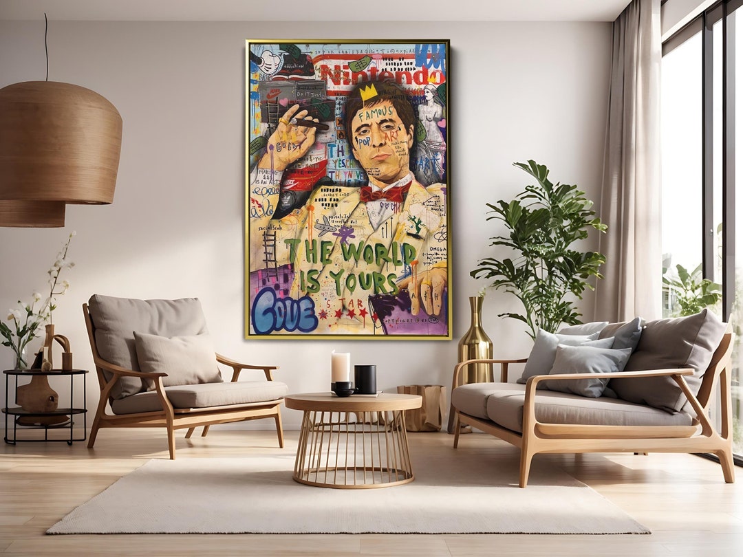 Al Pacino- the World is Yours Pop Art Painting, Famous Movie Star Wall ...