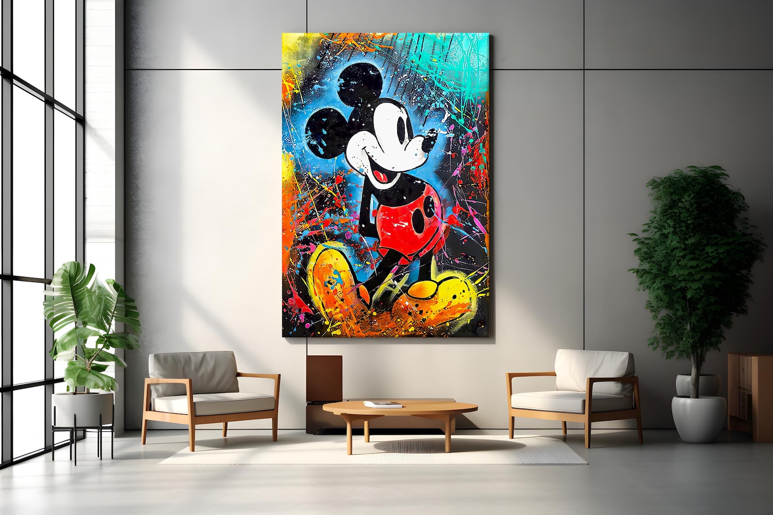 Abstract Mickey Mouse Pop Art Oil Painting, Luxe Mickey Painting ...