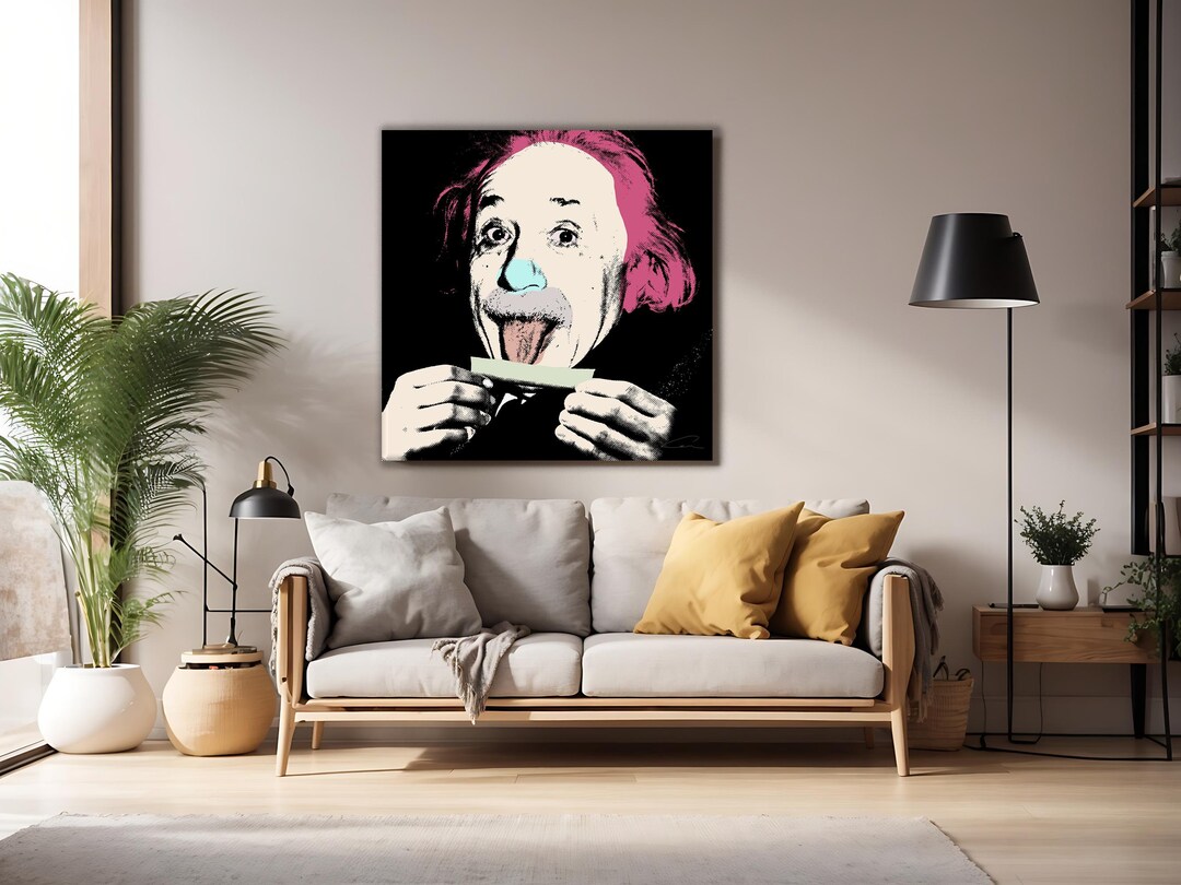 Albert Einstein is Rolling Pop Art, Artist Signed Painting Canvas ...
