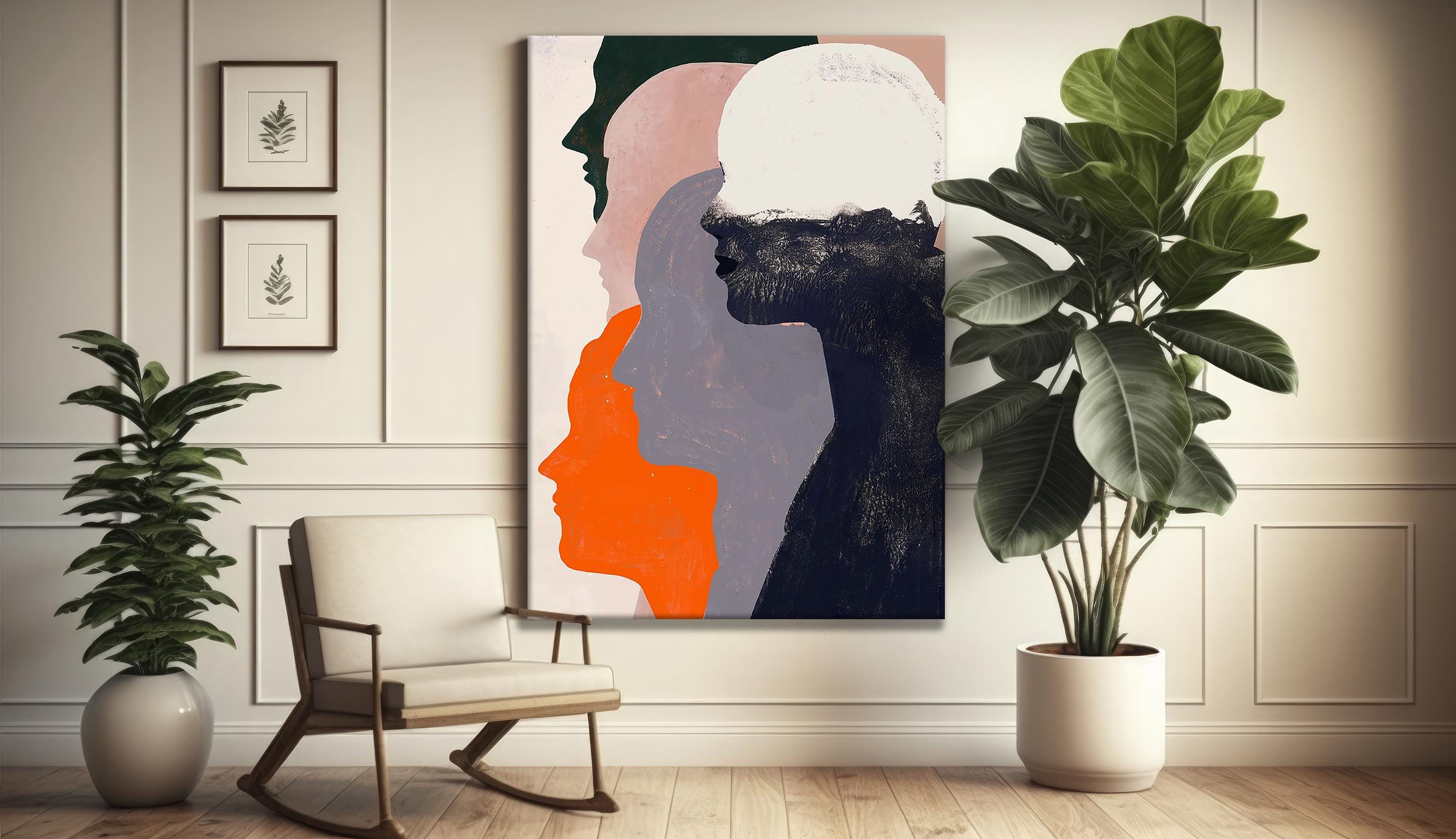 Women Silhouettes, Modern Art, Girl Face, Original Oil Painting, Woman ...
