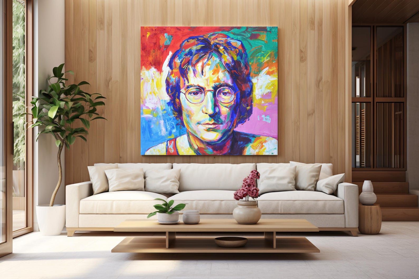 John Lennon- the Beatles Abstract Portrait Oil Painting, Original Wall ...