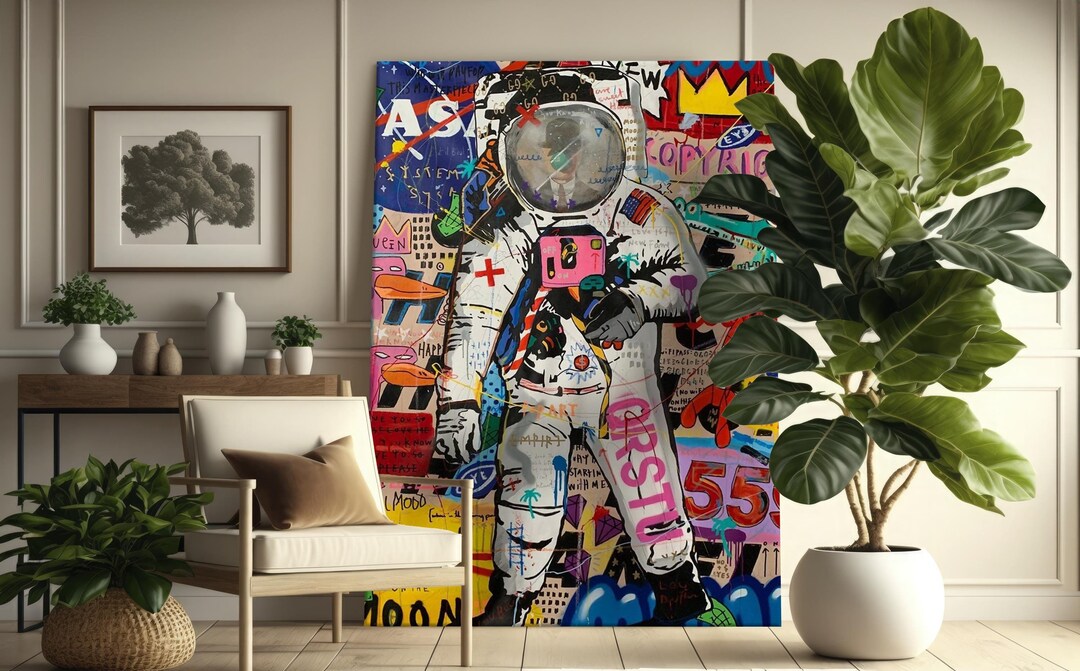 Astronaut Pop Art Oil Painting, Graffiti NASA Pop Art Painting, Banksy ...