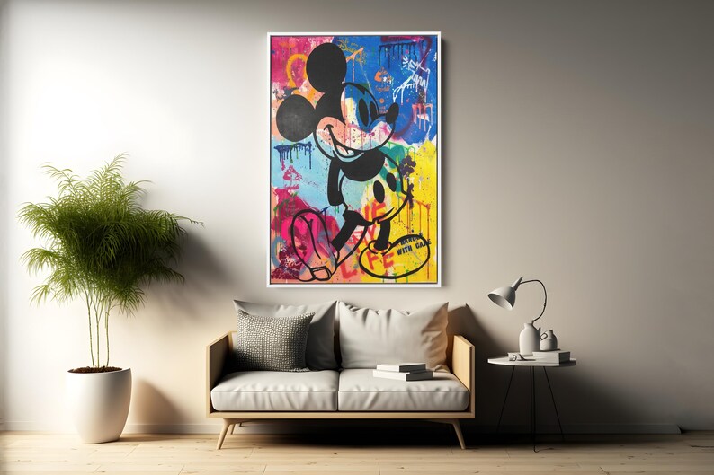 Abstract Mickey Mouse Pop Art Oil Painting, Banksy Mickey Painting ...