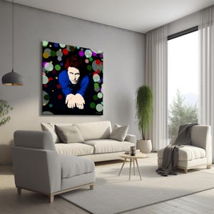 Willem Dafoe Colorful Bubbles Pop Art, Artist Signed Painting Canvas ...